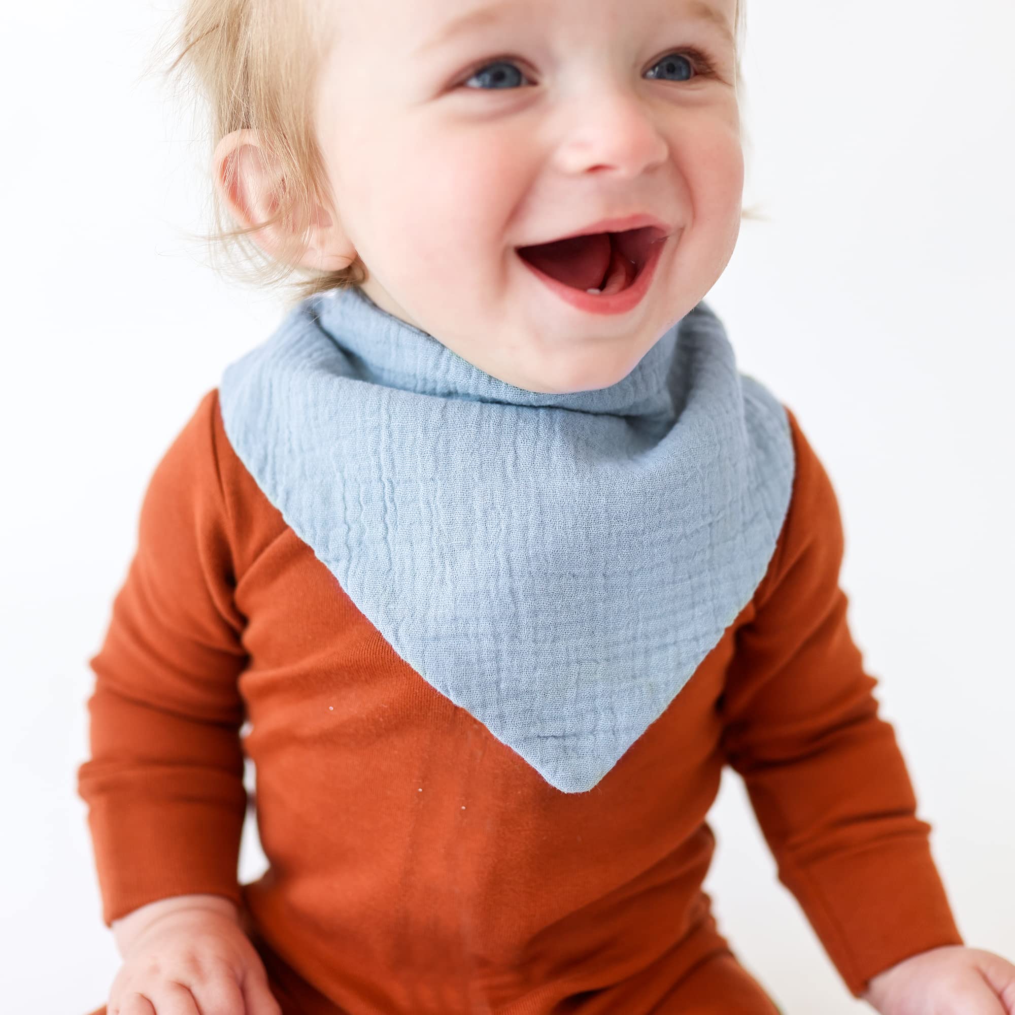 Konssy Muslin Baby Bibs 10 Pack Baby Bandana Drool Bibs 100% Cotton for Unisex Boys Girls,10 Solid Colors Set for Teething Drooling