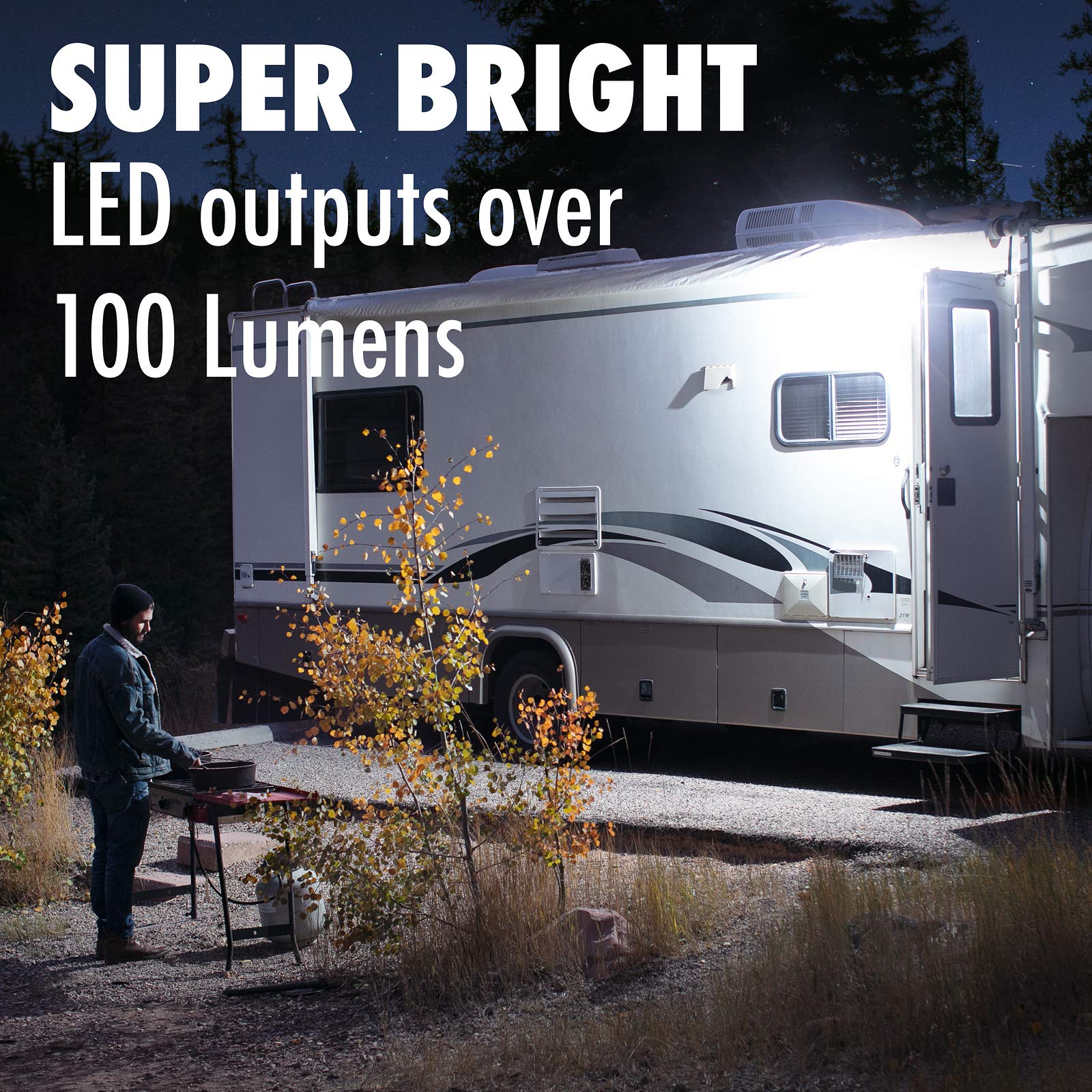 Lumitronics 12V LED Exterior Outdoor Porch Light with On/Off Switch - Removable Clear & Amber Lenses Perfect Outside Replacement Lights for RVs, Motorhomes, Campers, 5th Wheels, Trailers! (White)