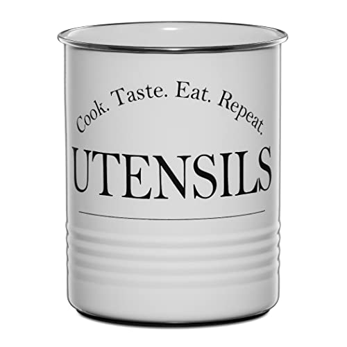Bartnelli Large Kitchen Utensil Holder Organizer For Countertop, Farmhouse Storage Caddy With Stable Padded Base