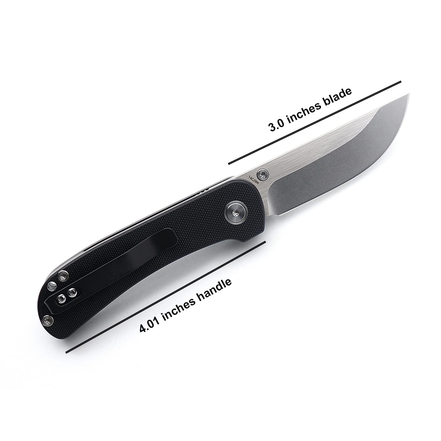 Miguron Knives M Takog Pocket Folding Knife 3.0" 14C28N Stonewashed Blade Black G10 Handle MGR-805WH