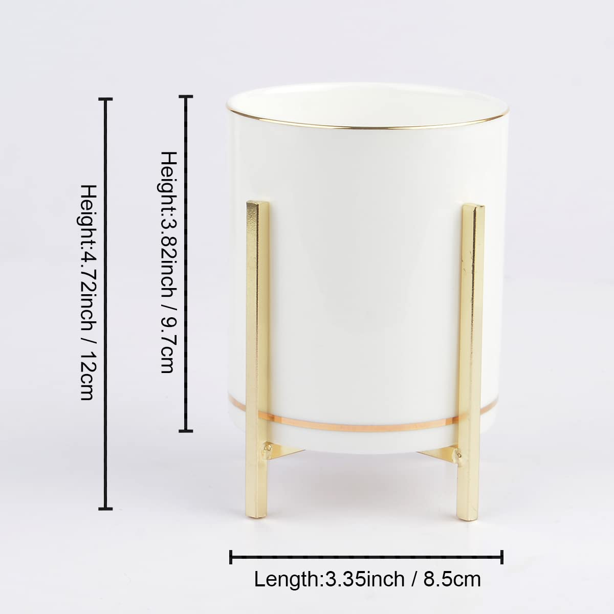 MONOSUGO Small Utensil Holder for Kitchen Countertop, Flatware Organizer for Dining Table, SAMAZAMA Ceramic Utensil Caddy Crock with Gold Trim, Kitchen Decor, Set of 2