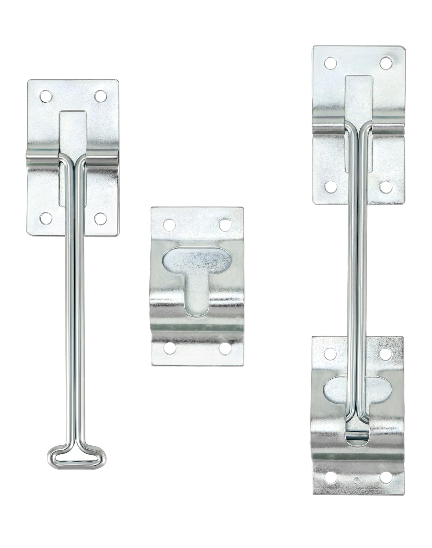 QWORK 4 Pcs 6" All Metal T-Style Door Holder Entry Door Catches for RV Trailer Camper Exterior Door Hold Hook Screws