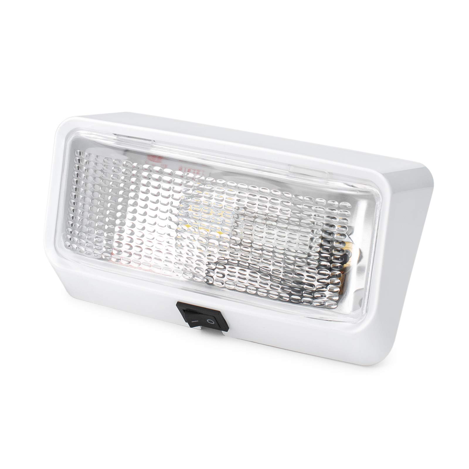 Lumitronics 12V LED Exterior Outdoor Porch Light with On/Off Switch - Removable Clear & Amber Lenses Perfect Outside Replacement Lights for RVs, Motorhomes, Campers, 5th Wheels, Trailers! (White)