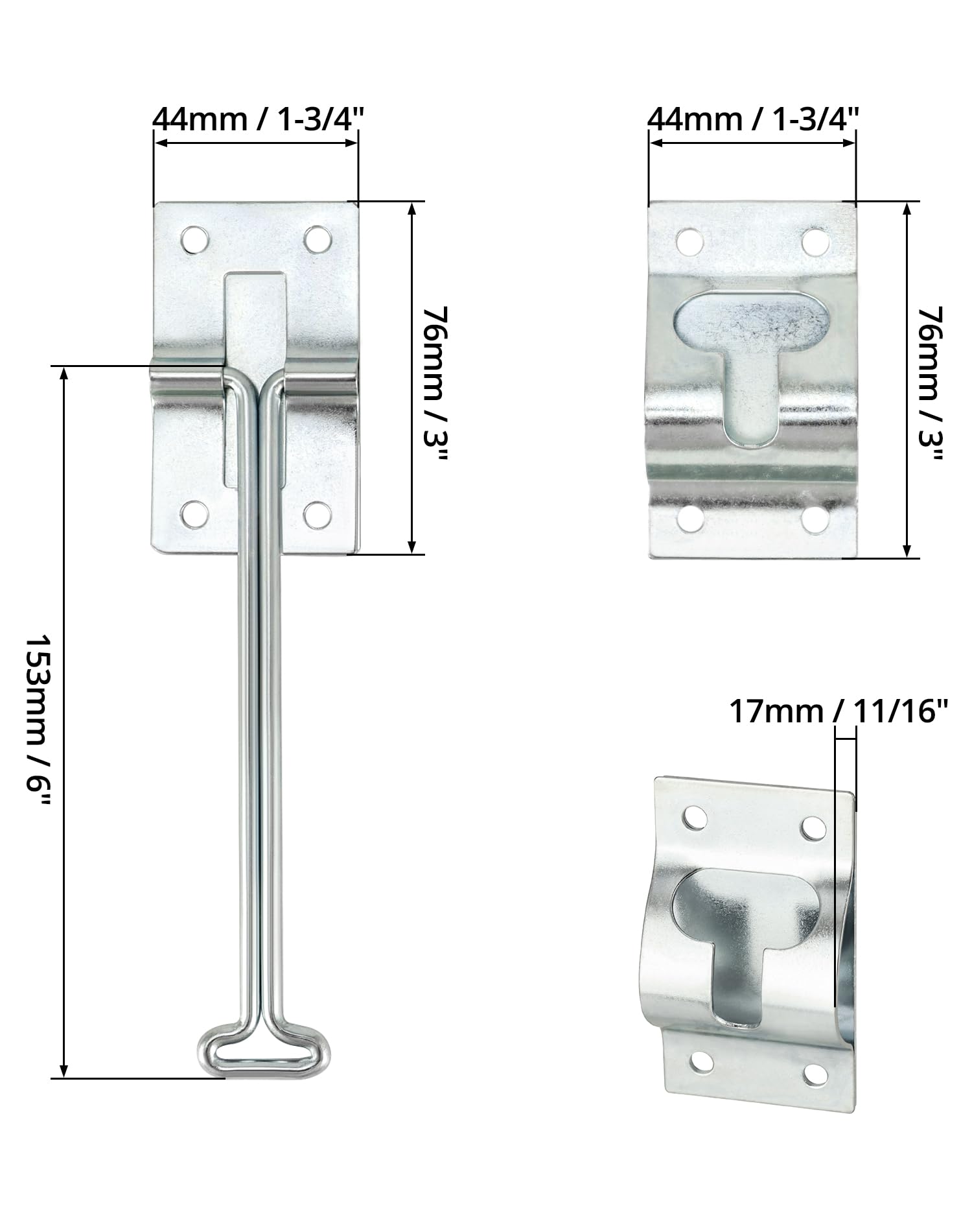 QWORK 4 Pcs 6" All Metal T-Style Door Holder Entry Door Catches for RV Trailer Camper Exterior Door Hold Hook Screws