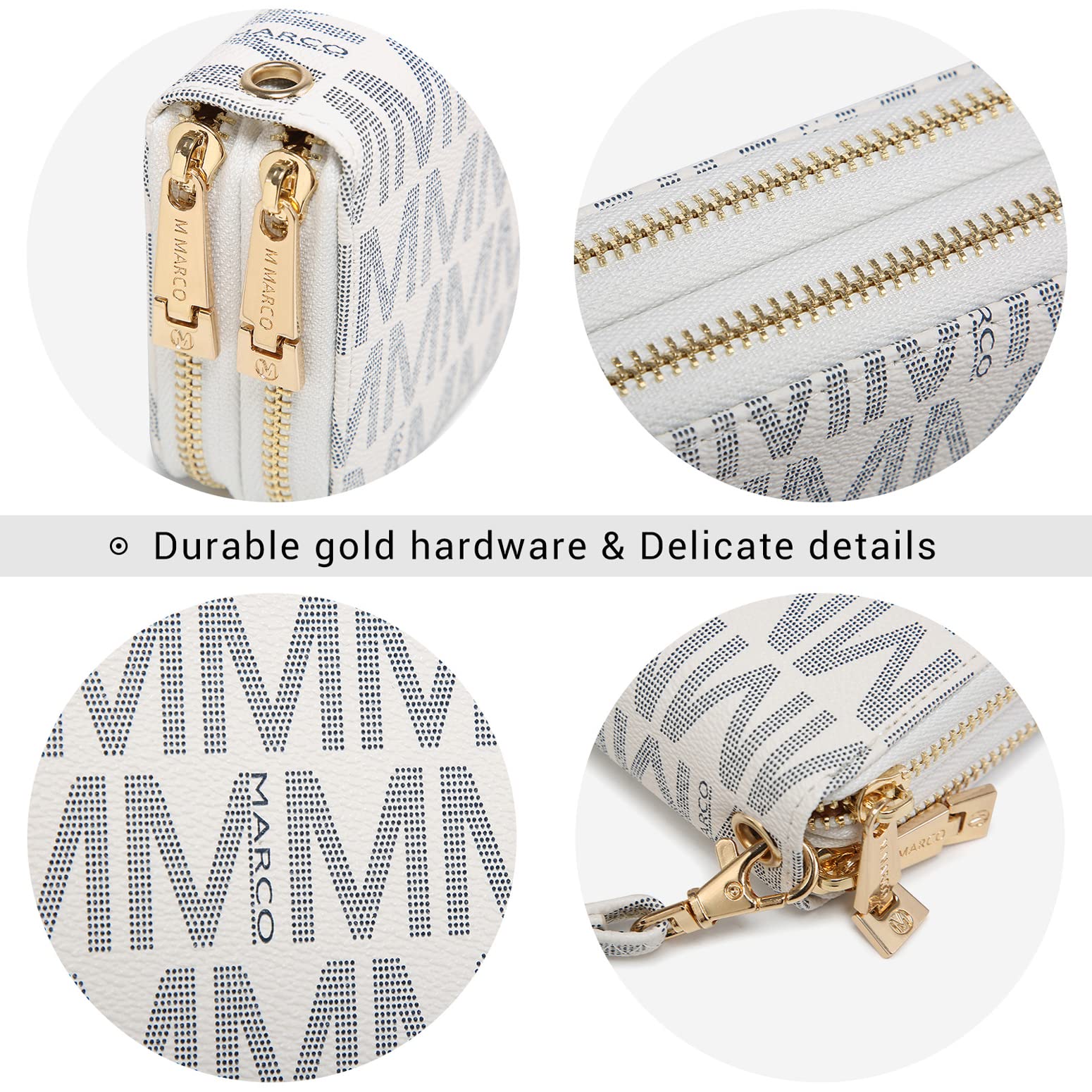 MKP COLLECTION Womens Fashion Double Zip Around Wallet Long Purse Credit Card Holder Bifold Ladies Cluth Wristlet Wrist Strap