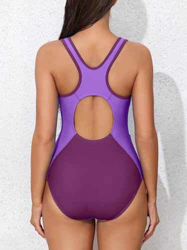 ATTRACO Athletic One Piece Bathing Suit for Women Lap Swimming Suits Teen Slimming Swimwear