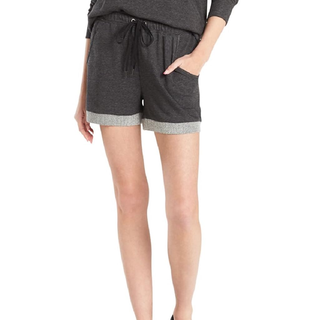 ALLBRAND365 Designer Womens Activewear French Terry Shorts Color Heather Black Size X-Small