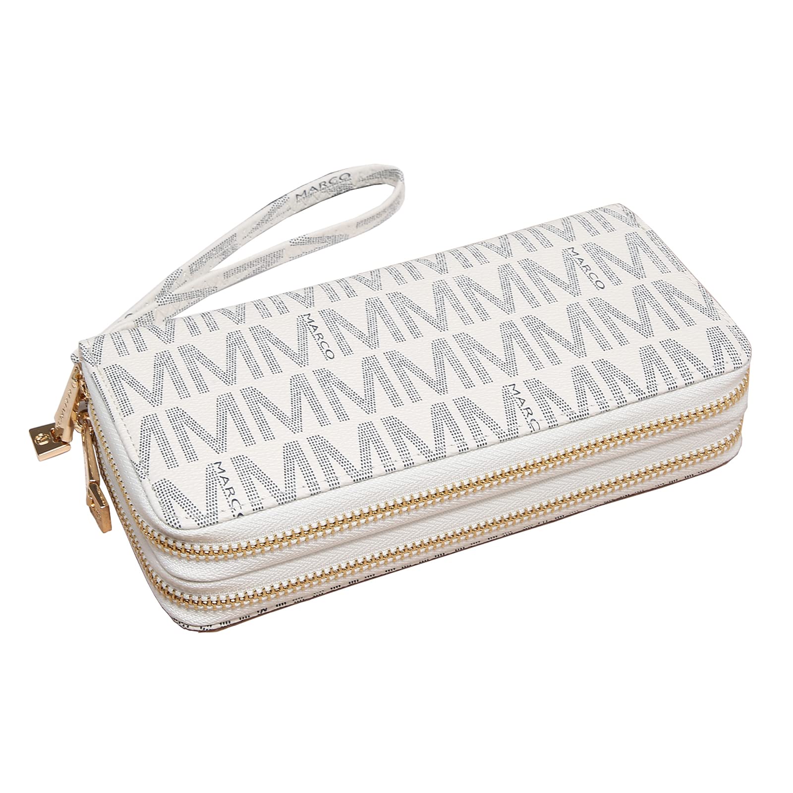 MKP COLLECTION Womens Fashion Double Zip Around Wallet Long Purse Credit Card Holder Bifold Ladies Cluth Wristlet Wrist Strap