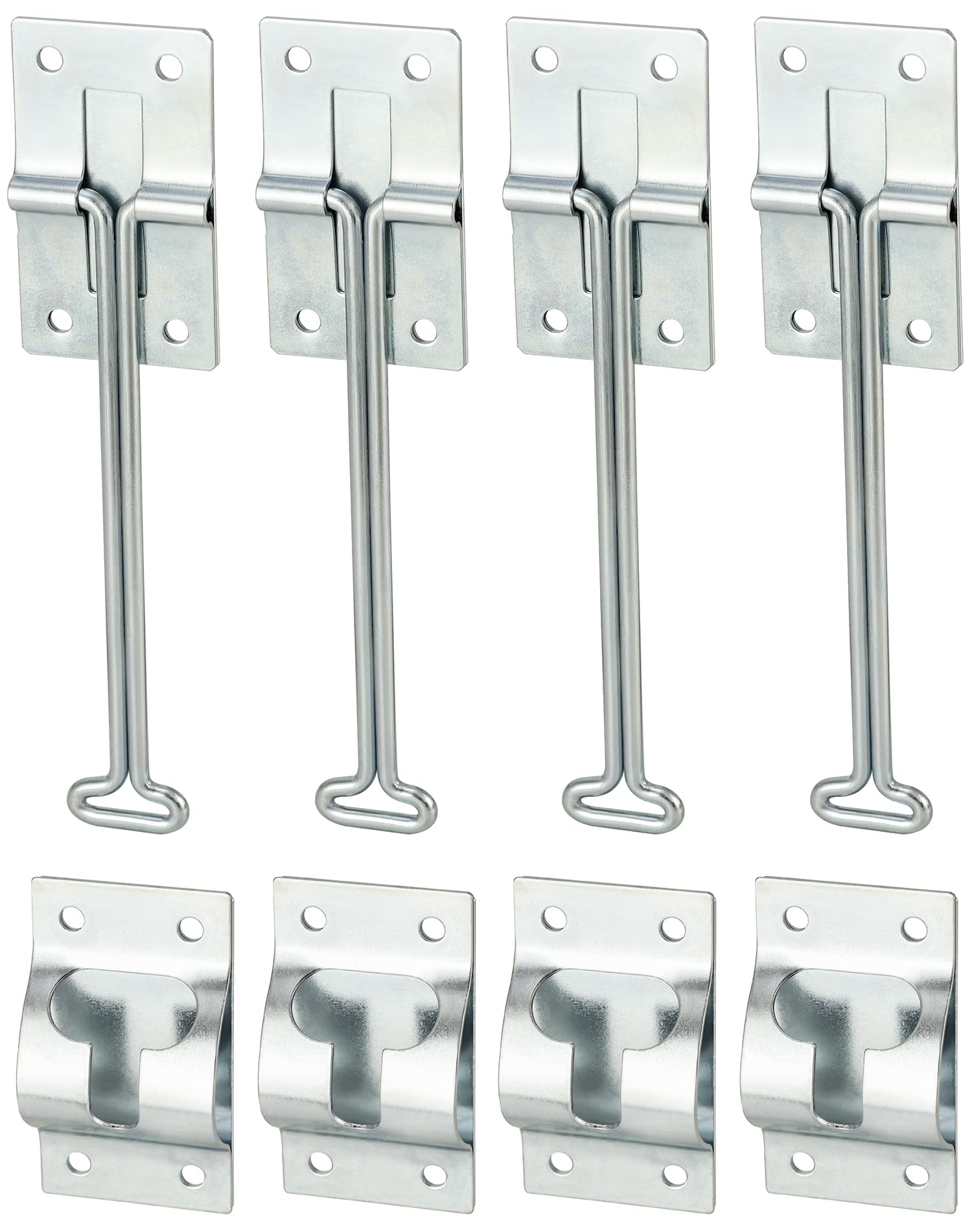 QWORK 4 Pcs 6" All Metal T-Style Door Holder Entry Door Catches for RV Trailer Camper Exterior Door Hold Hook Screws