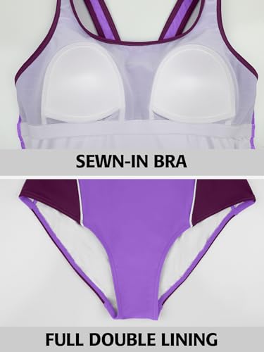 ATTRACO Athletic One Piece Bathing Suit for Women Lap Swimming Suits Teen Slimming Swimwear