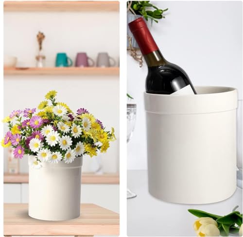 MEIGUI Ceramic Kitchen Utensil Holder, Utensil Crock Large Utensils Holder for Kitchen Decor, Cooking Tool Utensils Caddy for Countertop, Pure White