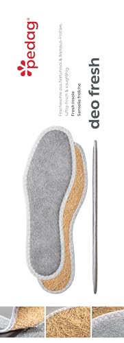 pedag Deo Fresh Natural Terry Cloth & Sisal Insoles, Handmade in Germany, Fully Washable, Perfect for Keeping Feet Dry and Fresh in The Summer, US W8 / EU 38, Grey, 3 Pair