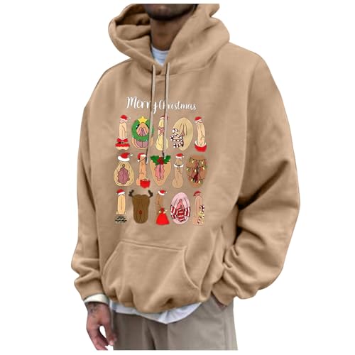 Mens Ugliest Christmas Sweatshirt Crewneck Long Sleeve Shirts Funny Printed Oversized Hoodie Pullover With Pocket Family Mens Christmas Gray Crewneck