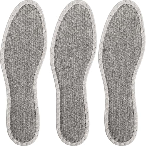 pedag Deo Fresh Natural Terry Cloth & Sisal Insoles, Handmade in Germany, Fully Washable, Perfect for Keeping Feet Dry and Fresh in The Summer, US W8 / EU 38, Grey, 3 Pair