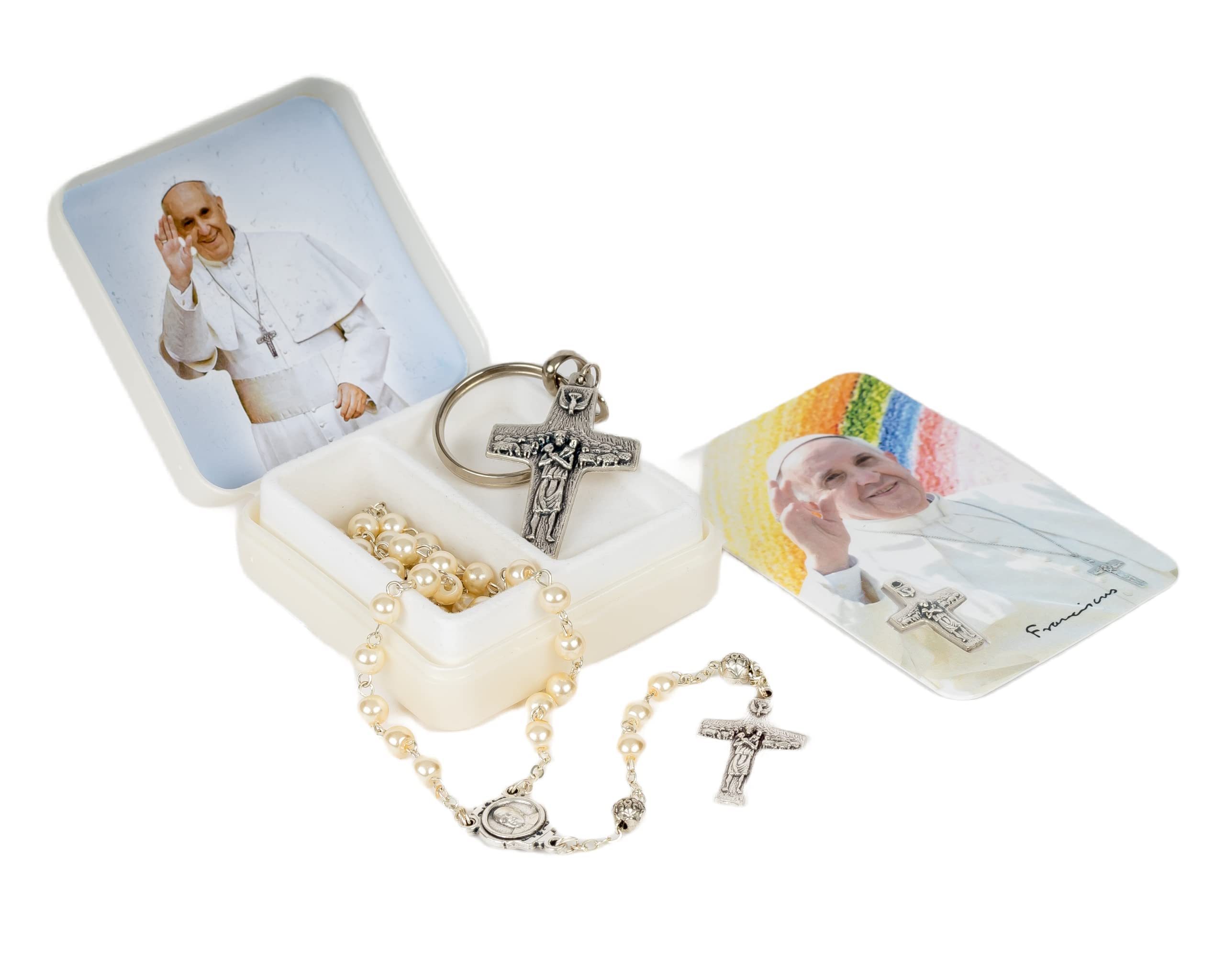 Cana Collection Pope Francis Rosary Keyring and Card Vedele Made in italy