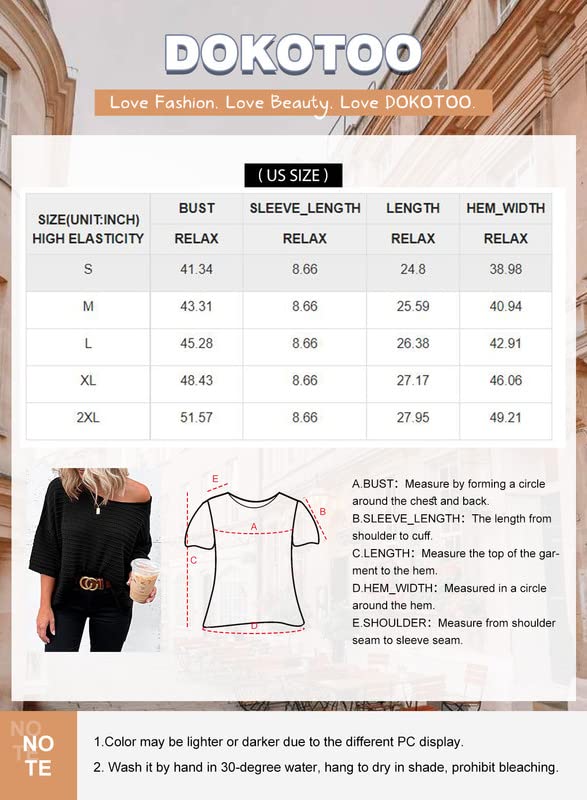 Dokotoo Womens Fashion Juniors Fall Summer Shirts and Blouses for Women 2024 Pullover Sweaters T-Shirts Off Shoulder 3/4 Sleeve Tunic Tops Loose Tee Shirts Light Green Medium