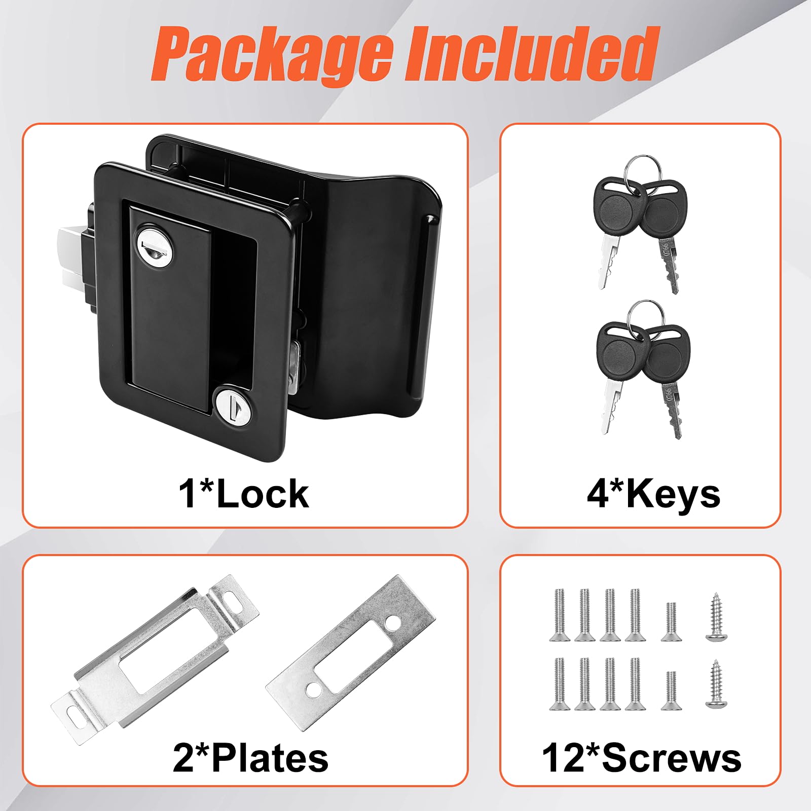 Siasky Black RV Door Lock Replacement, Upgraded RV Door Latch with Paddle Deadbolt 4 Keys, Camper Door Lock for Travel Trailers Horse Cargo Hauler, Zinc Alloy Trailer Entry Door Latch Replacement
