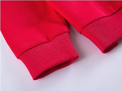 Baby Boys Girls French Terry Crewneck Sweatshirt Half-Zip Hooded Sweatshirt Color Block Pullover Festival Clothes Red