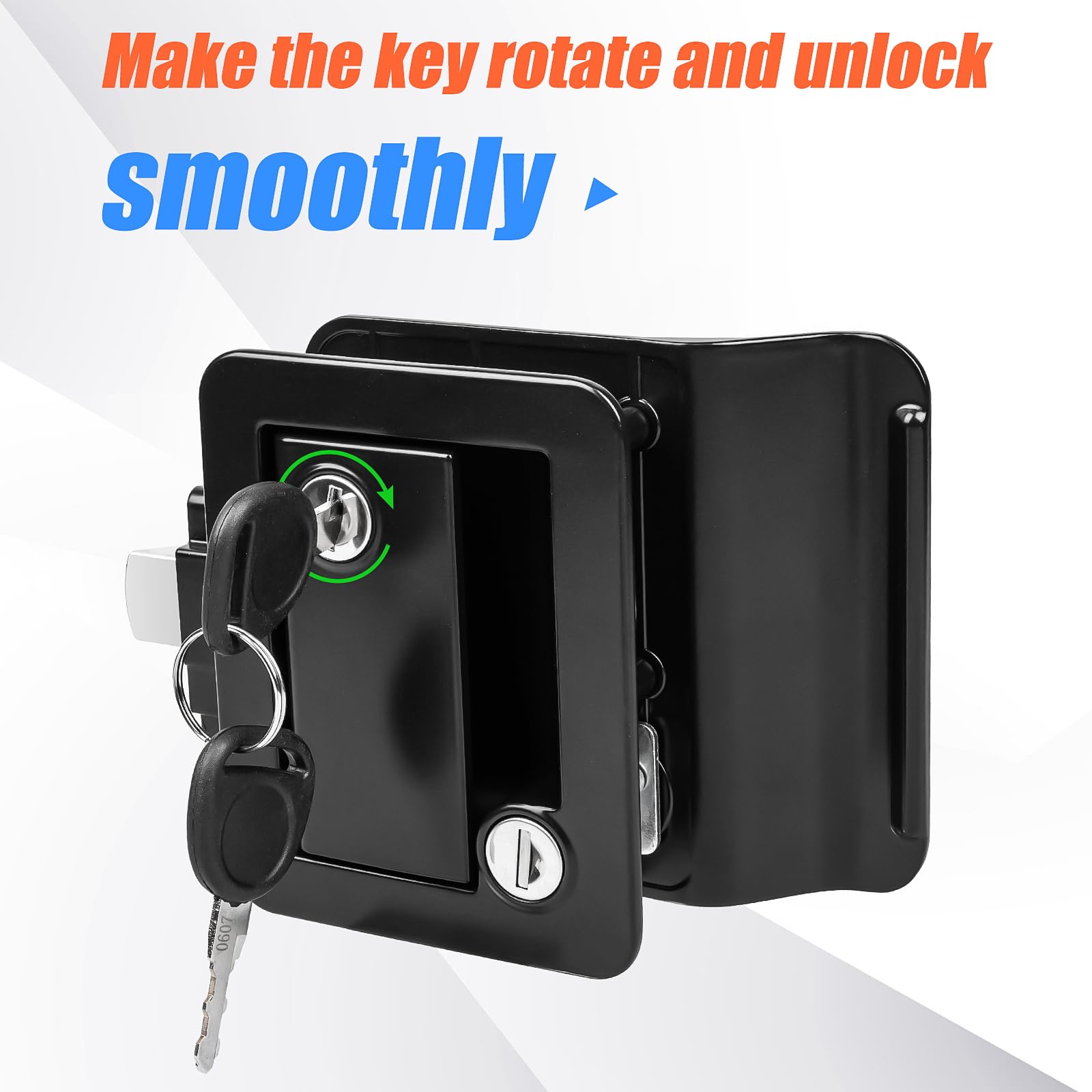 Siasky Black RV Door Lock Replacement, Upgraded RV Door Latch with Paddle Deadbolt 4 Keys, Camper Door Lock for Travel Trailers Horse Cargo Hauler, Zinc Alloy Trailer Entry Door Latch Replacement