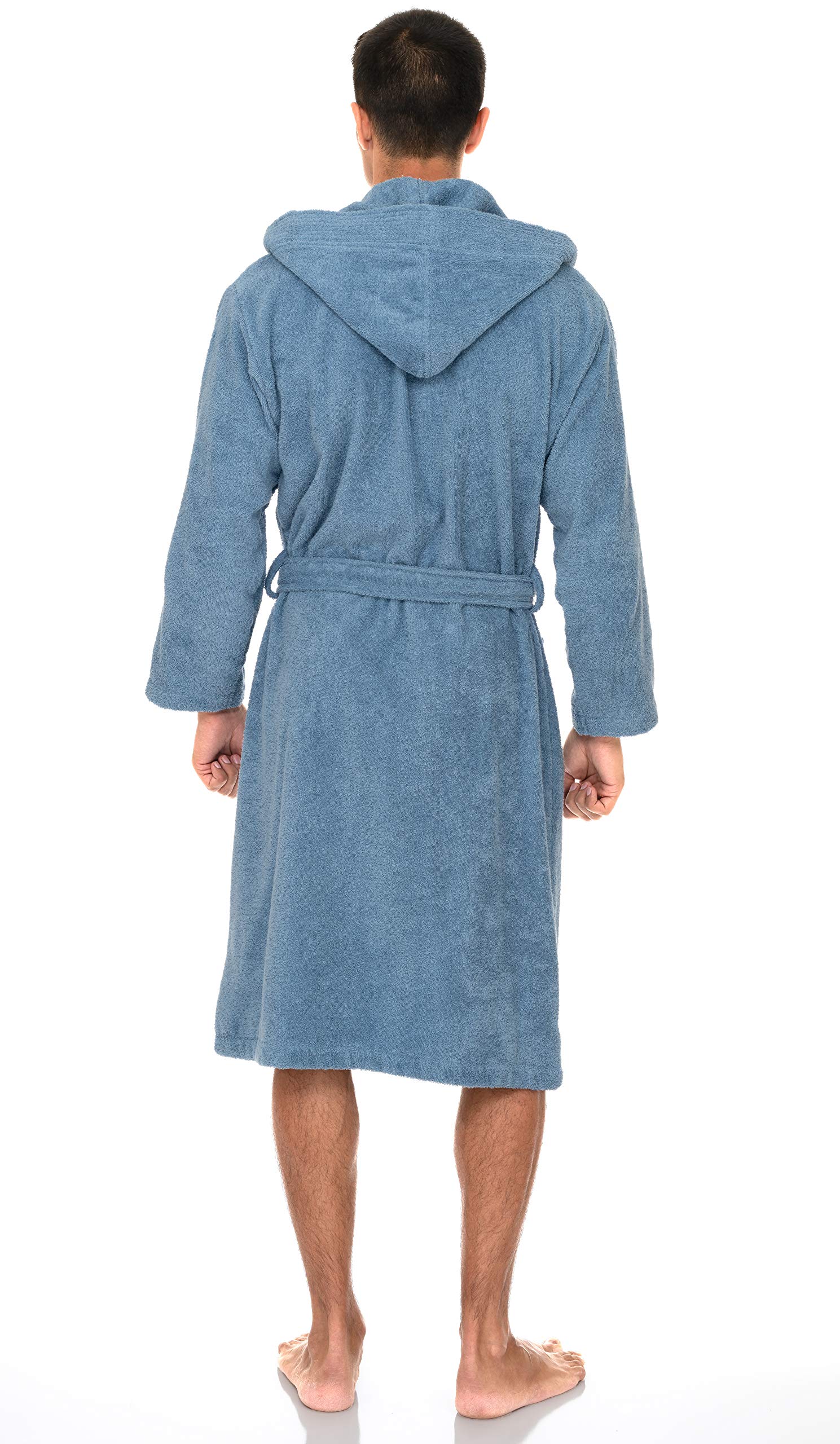 TowelSelections Mens Hooded Robe, Premium Cotton Terry Cloth Bathrobe, Soft Bath Robes for Men XX-Large Blue