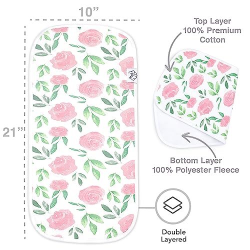 Baby Burp Cloths - 5 Pack Large - Double Layered Top Layer 100% Cotton and Bottom Layer 100% Polyester Fleece Absorbent Burping Cloth Extra Absorbent Baby Burp Cloth Extra Soft for Girls