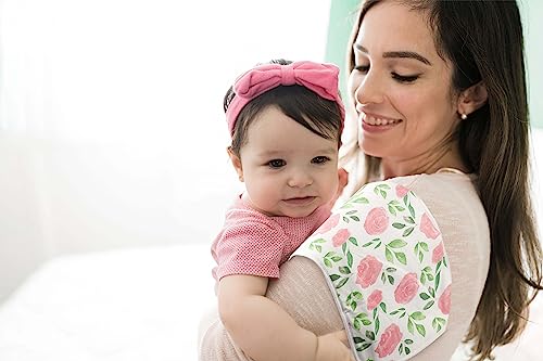 Baby Burp Cloths - 5 Pack Large - Double Layered Top Layer 100% Cotton and Bottom Layer 100% Polyester Fleece Absorbent Burping Cloth Extra Absorbent Baby Burp Cloth Extra Soft for Girls