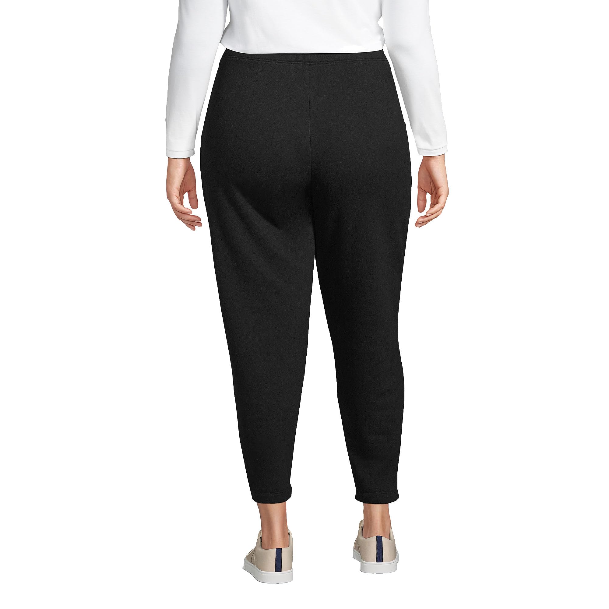 Lands' End Womens Terry Ankle Sweatpants Black Plus 1x