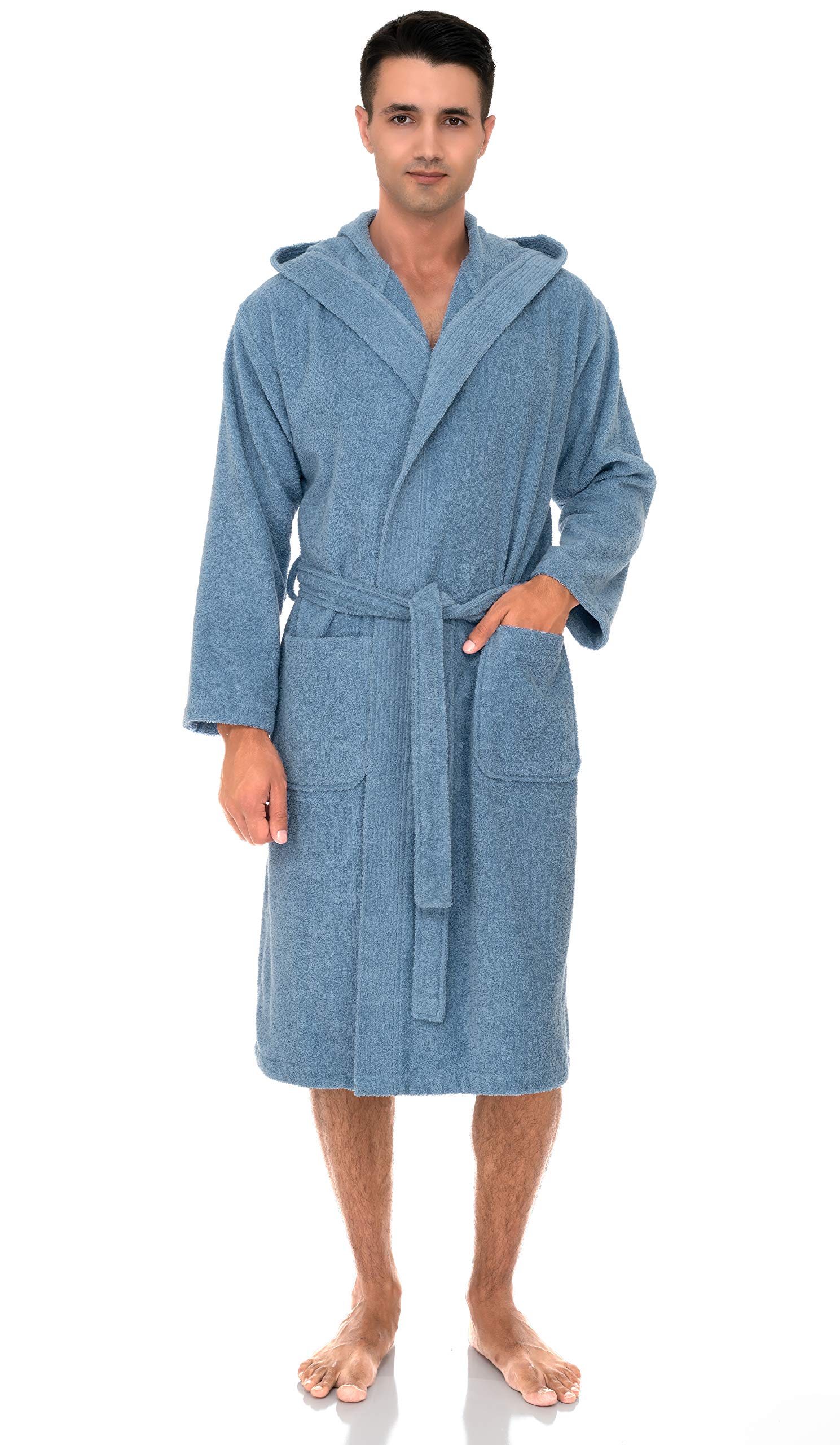 TowelSelections Mens Hooded Robe, Premium Cotton Terry Cloth Bathrobe, Soft Bath Robes for Men XX-Large Blue