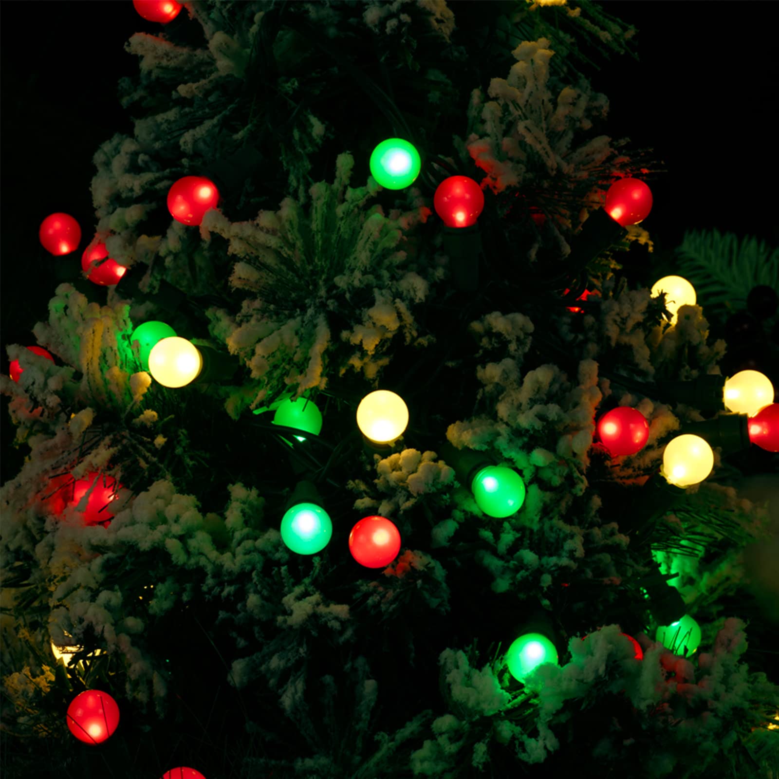 KAiSnova 70 Led Christmas Lights Outdoor Decorations 19FT Red Green White String Light with Pearlized Glass Bulbs ETL Certified Globe String Lights for Patio Backyard Deck Tree and Halloween Party