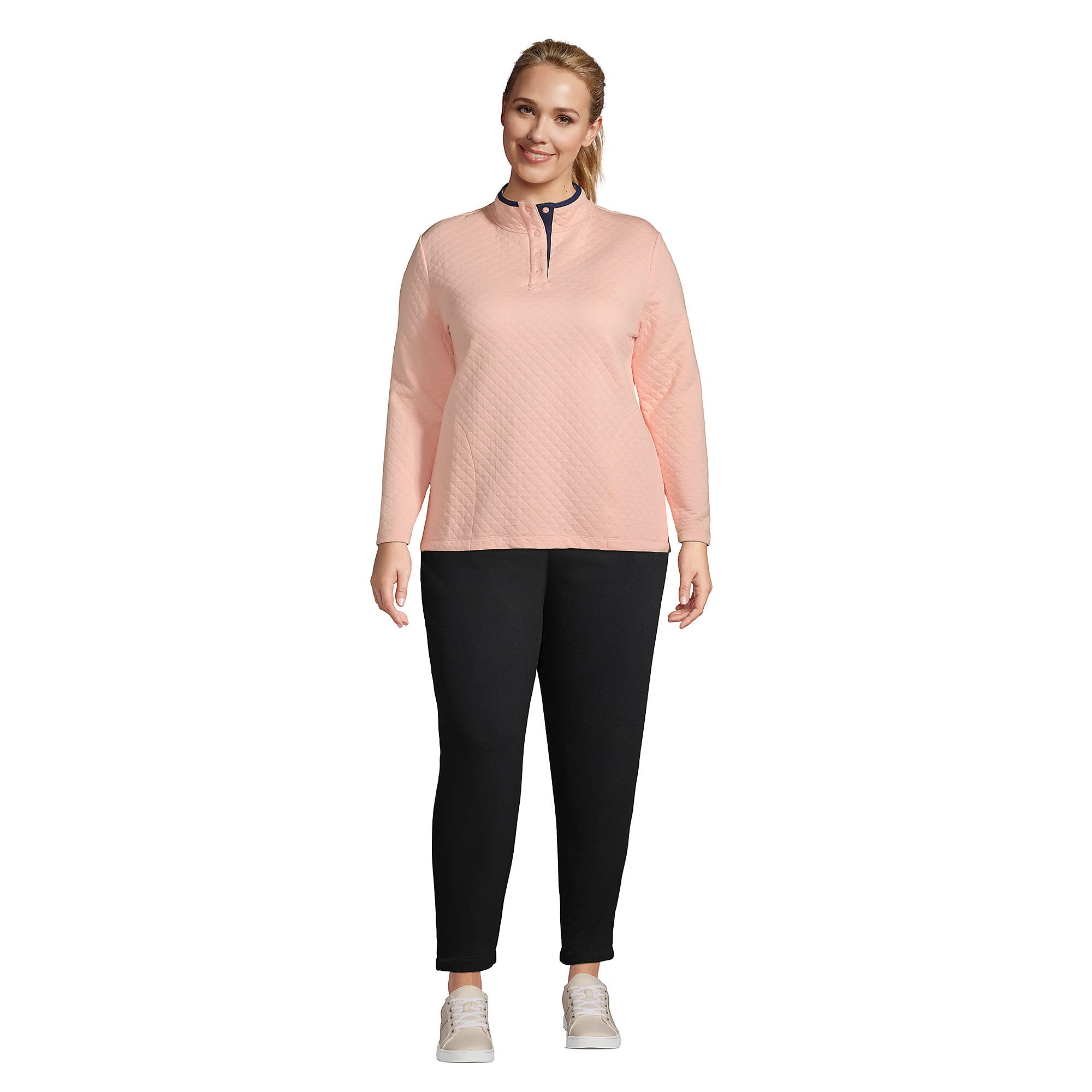 Lands' End Womens Terry Ankle Sweatpants Black Plus 1x