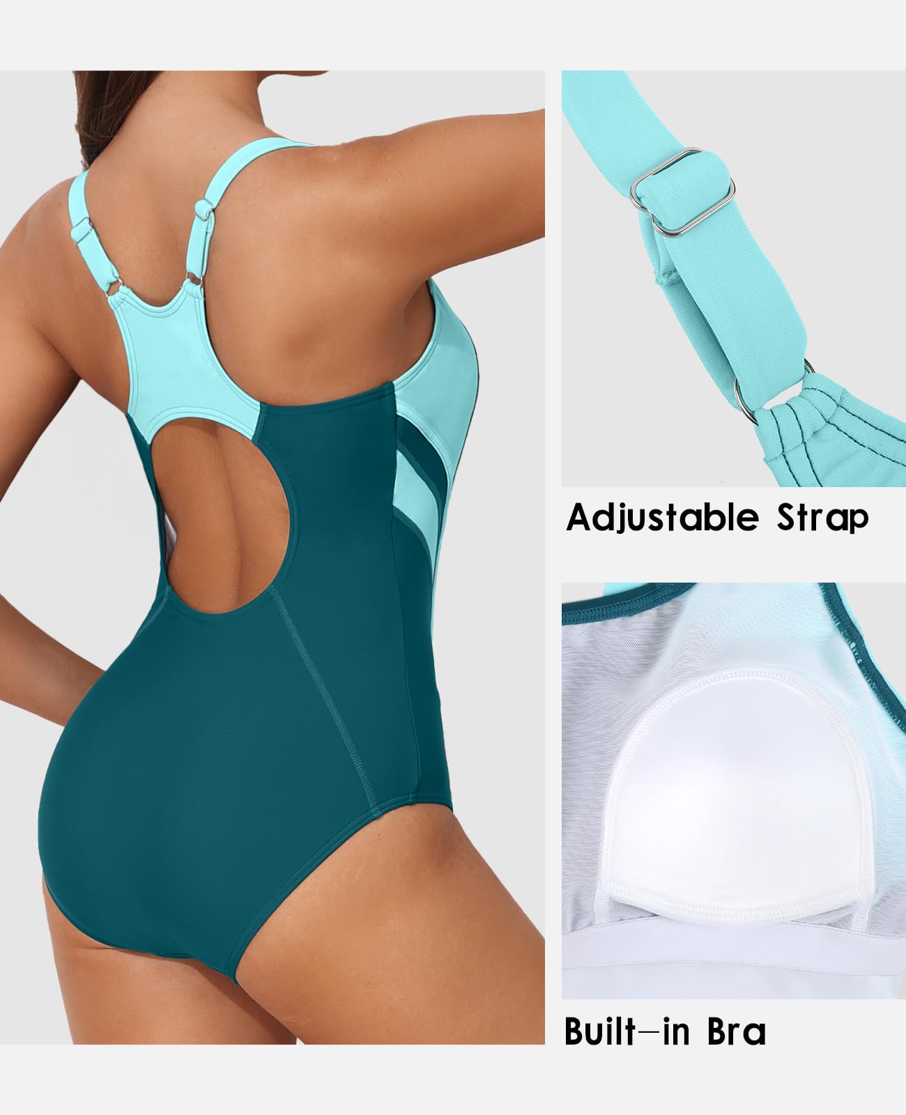 beautyin Plus Size One Piece Swimsuits for Women Athletic Sports Swimwear Bathing Suit