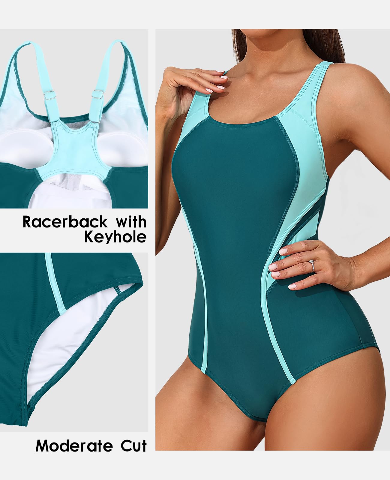 beautyin Plus Size One Piece Swimsuits for Women Athletic Sports Swimwear Bathing Suit