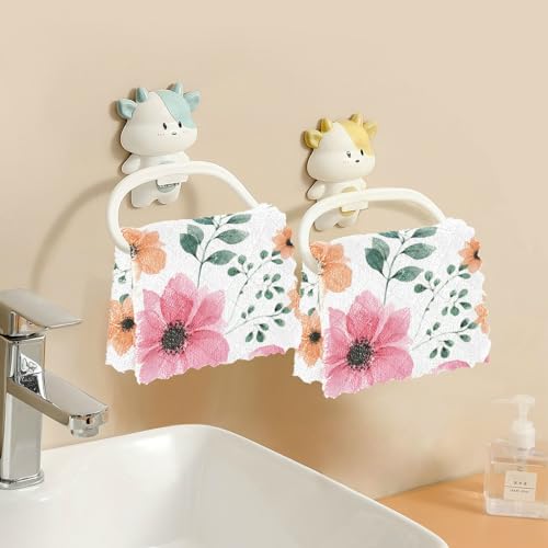 FRODOTGV Watercolor Floral Pattern Kitchen Towels and Dishcloths Sets Microfiber Washcloth Dish Towels Tea Towel Terry Cloth Dish Towels and Dish Cloths Cute Hand Towels for Kitchen