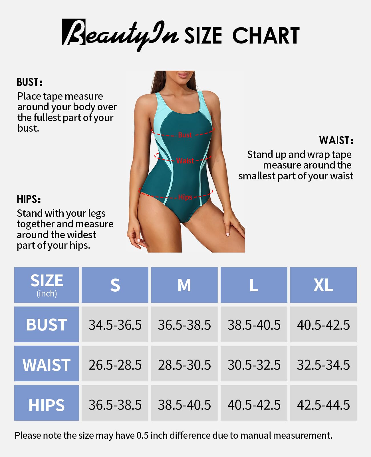 beautyin Plus Size One Piece Swimsuits for Women Athletic Sports Swimwear Bathing Suit