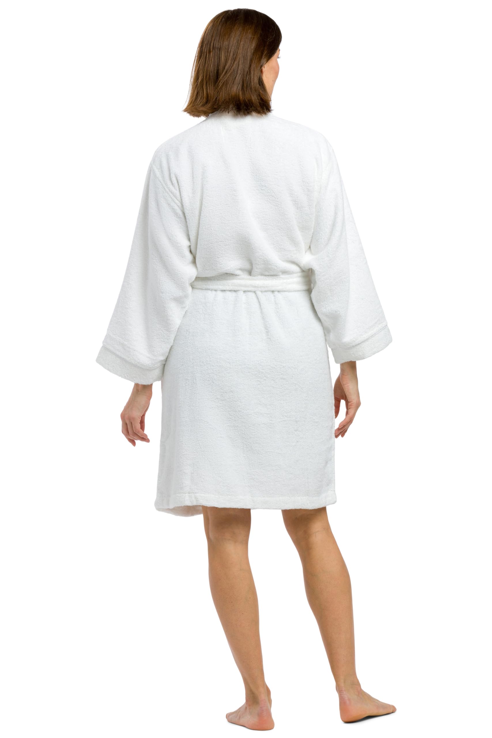 Fishers Finery Women's Short Cotton Terry Bathrobe - NEW & IMPROVED FABRIC (White, M)
