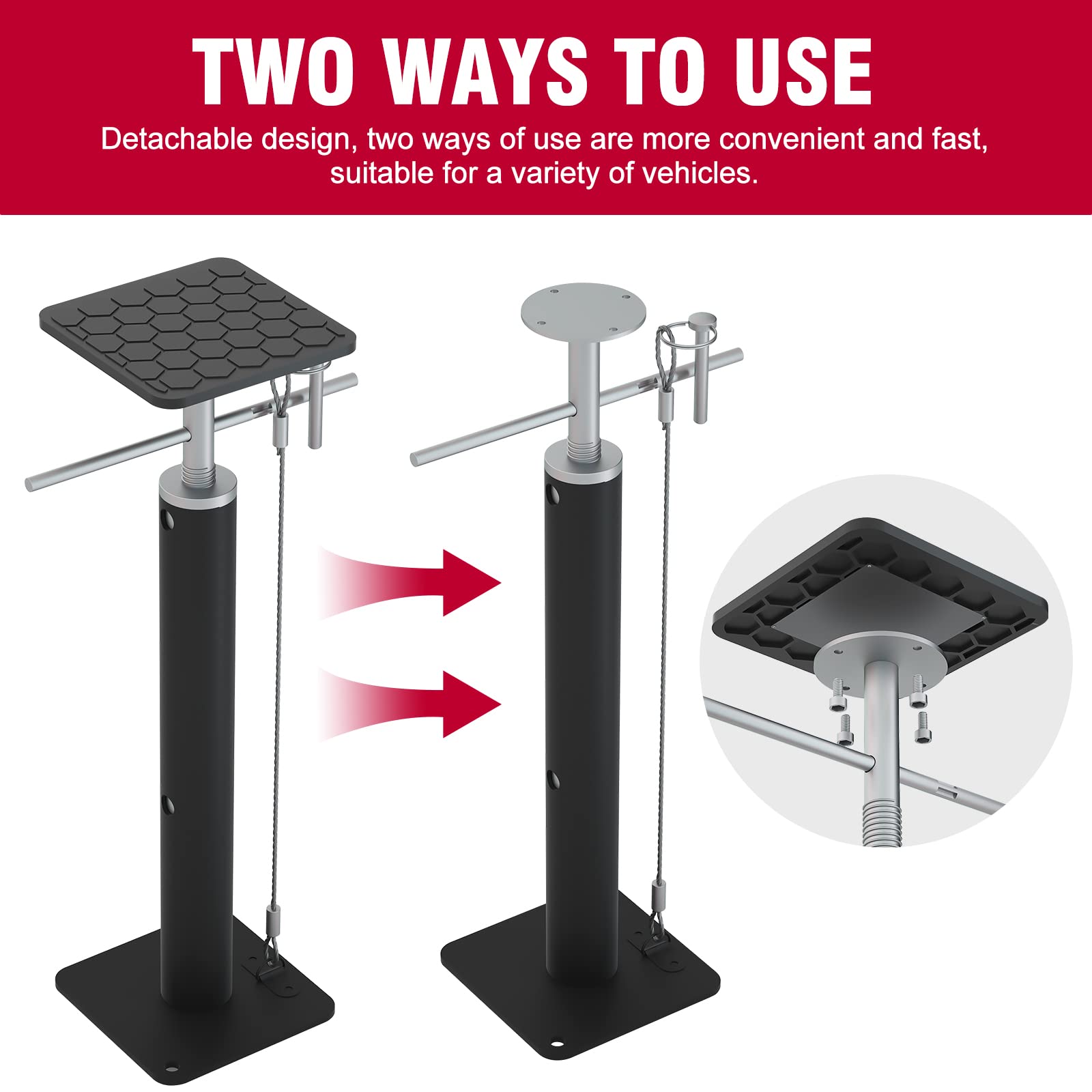 2pcs Heavy Duty RV Slide Out Support Jacks Adjusts from 20" to 42", 5000lb Capacity with Flat Bottom Slide-Outs for RV, Camper and Travel Trailer. (20" to 42")
