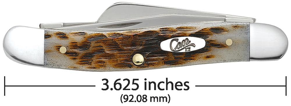 Case XX WR Pocket Knife Medium Stockman With Genuine Bone Handle, Stainless Steel Blades, Length Closed: 3 5/8 Inches (Amber Bone W/Sharpening Stone)