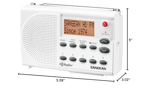 Sangean SG-108 AM/FM-Stereo Radio-TM Pocket Radio, White