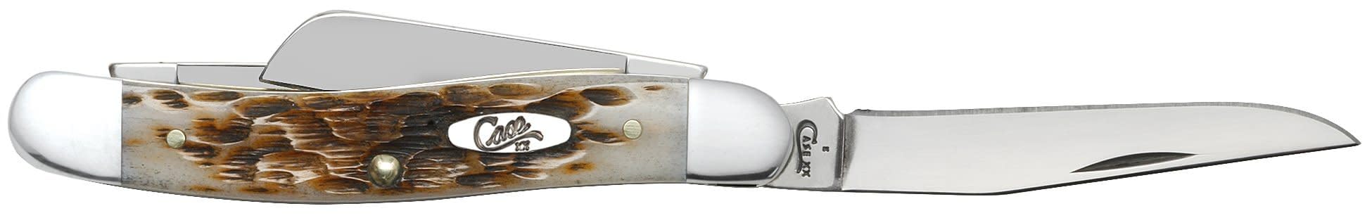 Case XX WR Pocket Knife Medium Stockman With Genuine Bone Handle, Stainless Steel Blades, Length Closed: 3 5/8 Inches (Amber Bone W/Sharpening Stone)