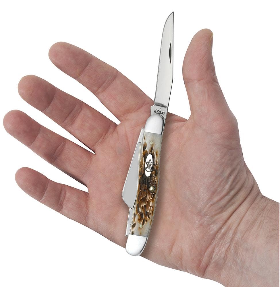 Case XX WR Pocket Knife Medium Stockman With Genuine Bone Handle, Stainless Steel Blades, Length Closed: 3 5/8 Inches (Amber Bone W/Sharpening Stone)