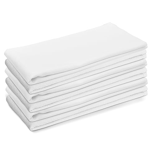 DG Collections Terry Dish Towels, 100% Cotton Kitchen Towels, Set of 6 (18x28 inch) Hand Towels - 400 GSM, Absorbent Terry Cloth Dish Towels for Kitchen, Soft Tea Towels - White Color