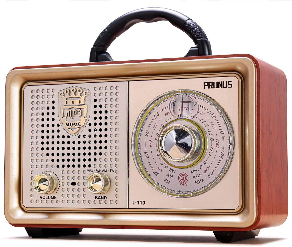 J-160 Retro AM FM Shortwave Radio, J-110 Vintage AM FM Shortwave Tabletop Radio with Excellent Reception, SD Card USB Drive Aux-in MP3 Player, Battery Operated by PRUNUS