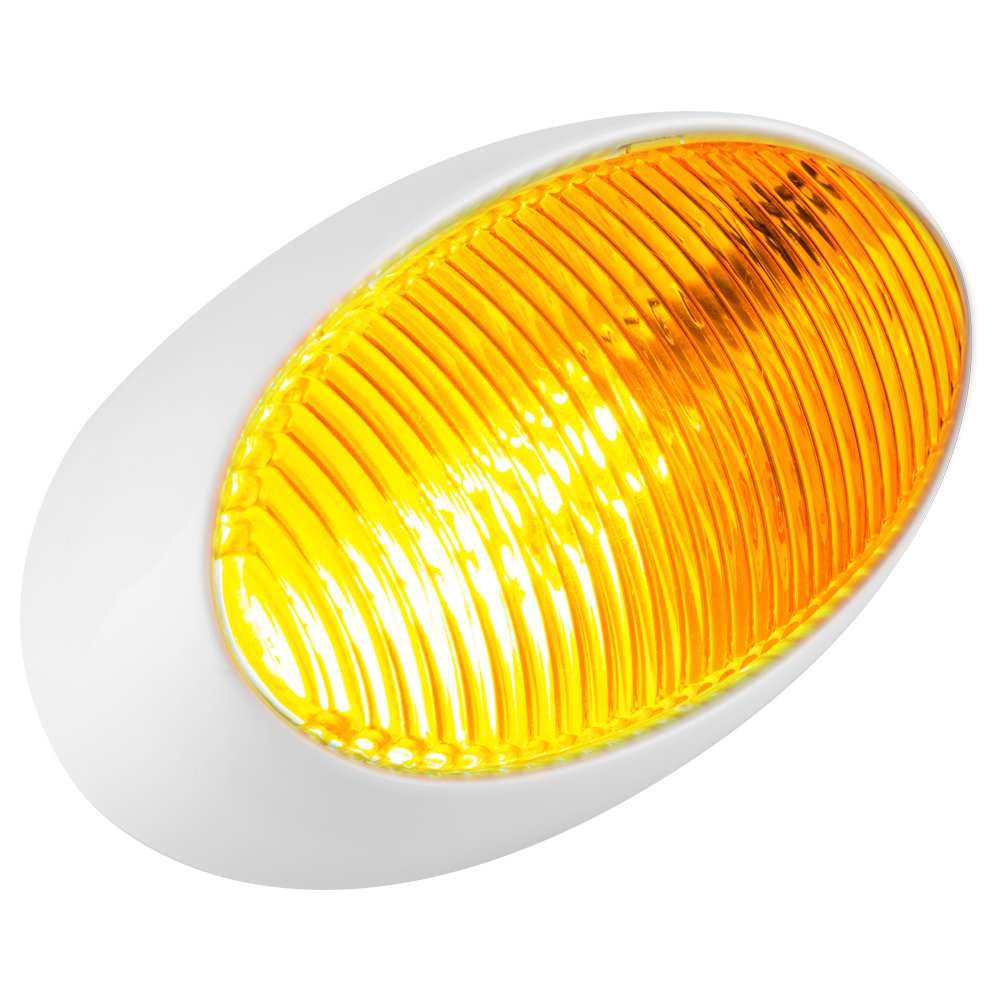 Lumitronics RV 12V LED Oval Porch Utility Light - Clear & Amber Lenses - for Motorhomes, Campers, Trailers, 5th Wheels (White)