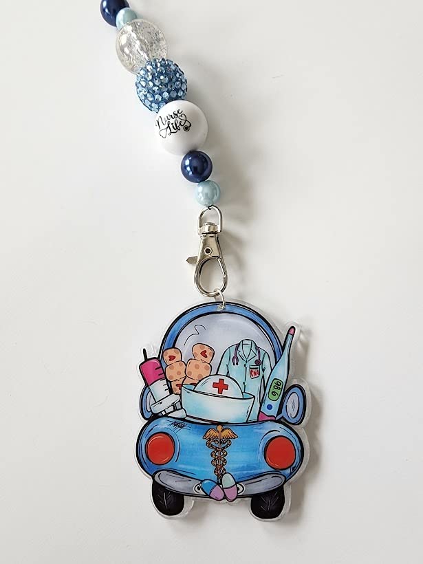 REARVIEW MIRROR HANDMADE BEADED NURSE CAR CHARM - FREE STANDARD SHIPPING