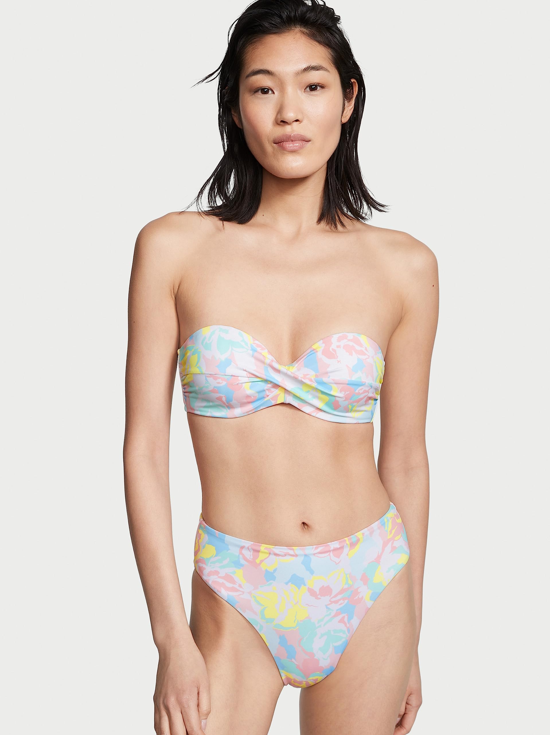 Victoria's Secret Mix-and-Match High Waisted Bikini Bottom, Swimsuit for Women, Floral Full Coverage Bathing Suit Bottoms for Women, (L)