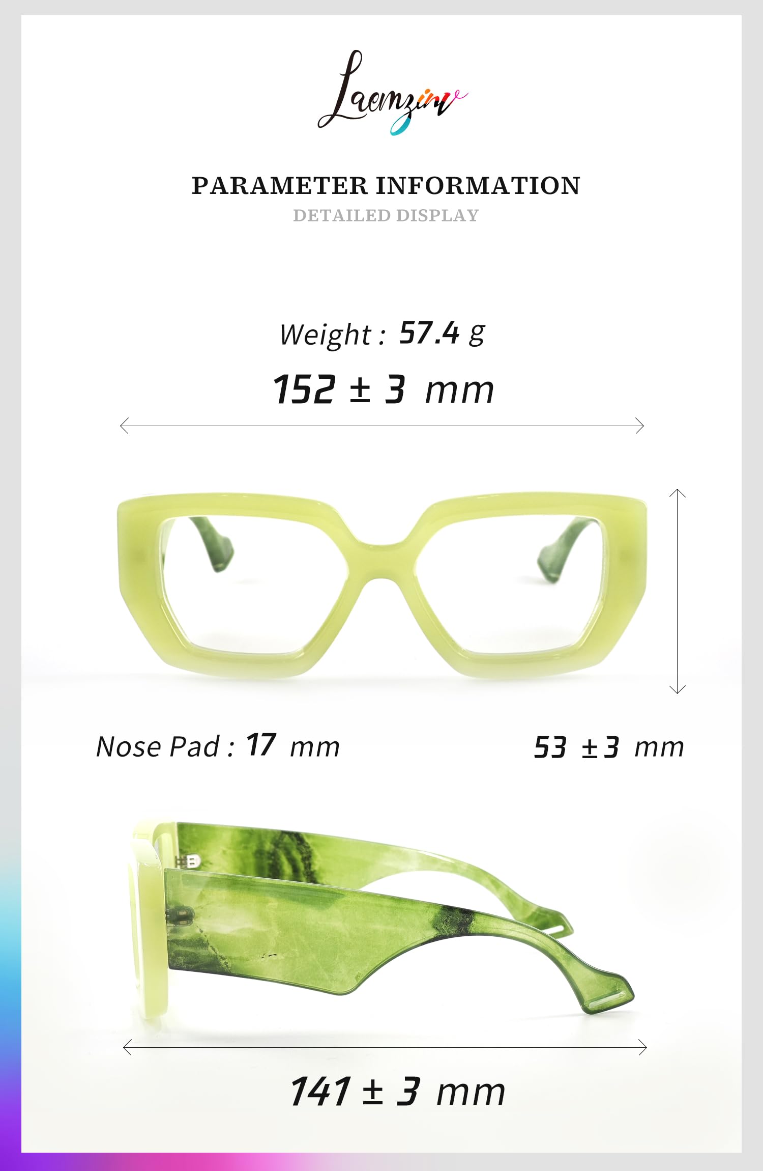 Laemzinv Oversized Square Blue Light Glasses for Women, Large Thick Frame Reading Blocker, Big Reader for Computer Eyewear and Gaming Glasses LA022 (A2 | GREEN)