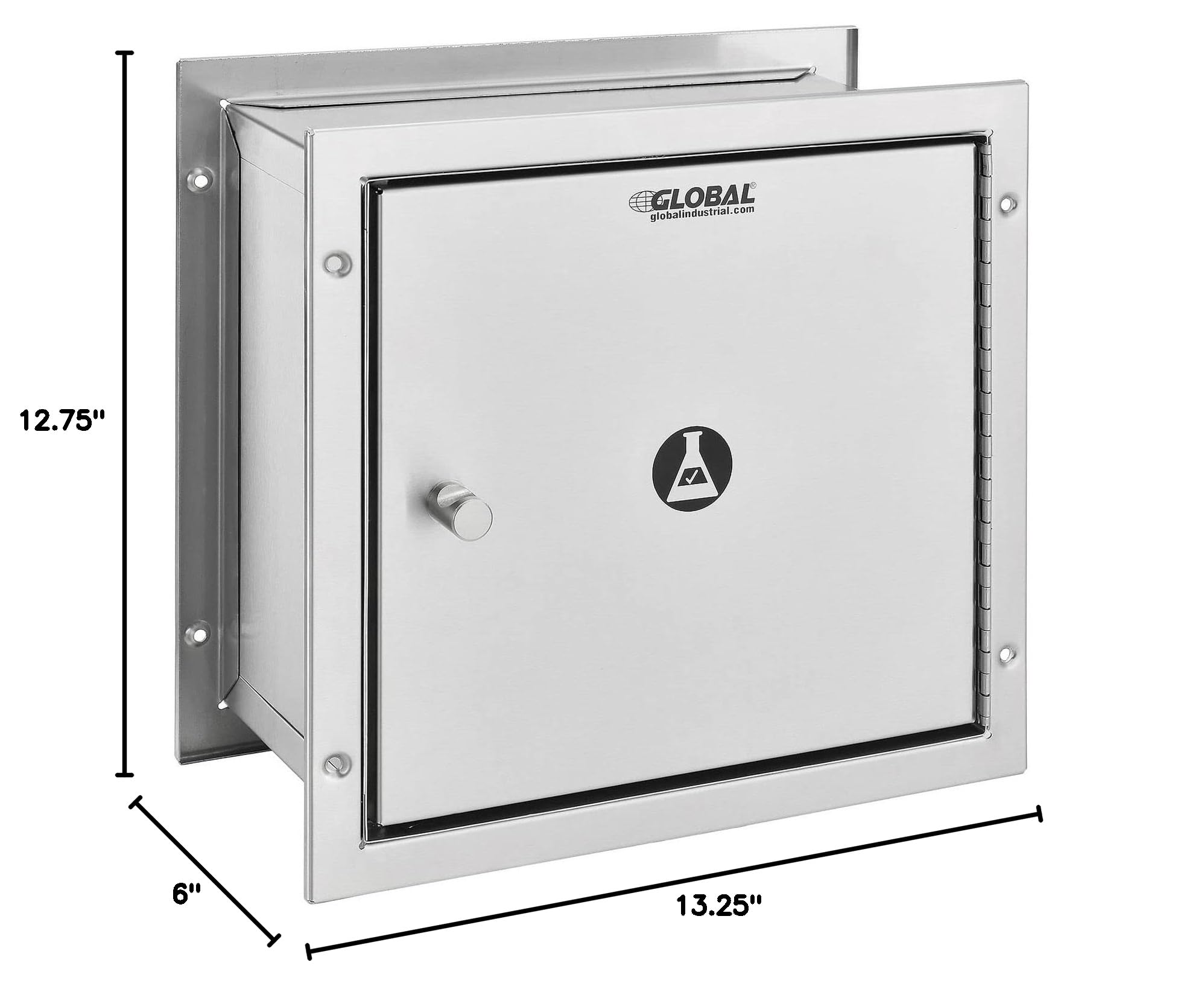 Pass Through Specimen Cabinet, Stainless Steel, 13-1/4"W x 6"D x 12-3/4"H
