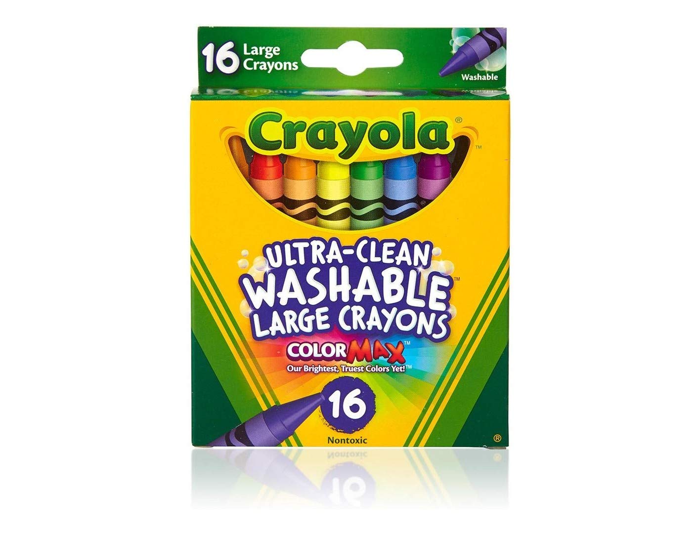 Crayola 52-3281 Large Washable Crayons Assorted Colors 16 Count (Pack of 2)