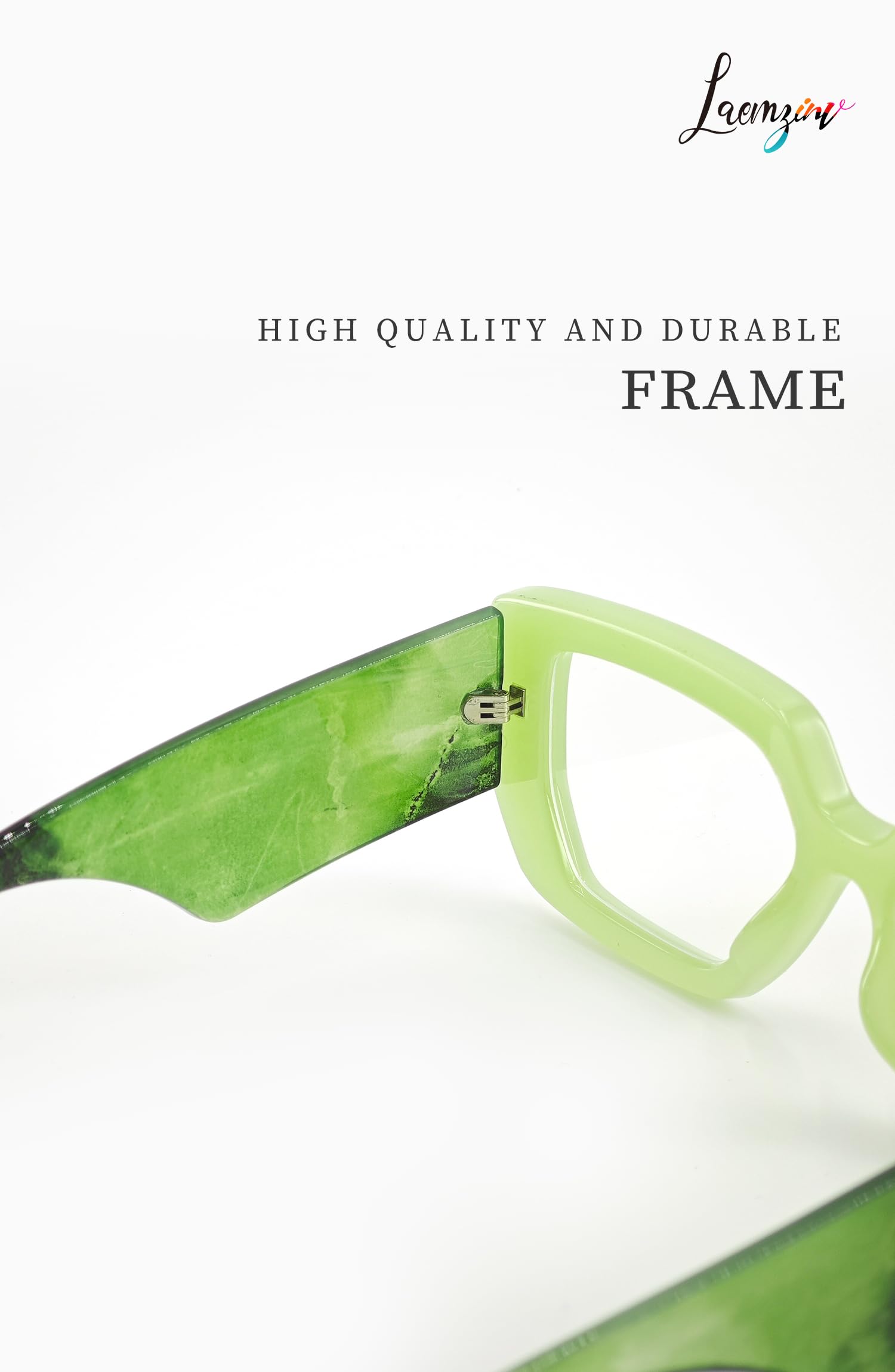 Laemzinv Oversized Square Blue Light Glasses for Women, Large Thick Frame Reading Blocker, Big Reader for Computer Eyewear and Gaming Glasses LA022 (A2 | GREEN)
