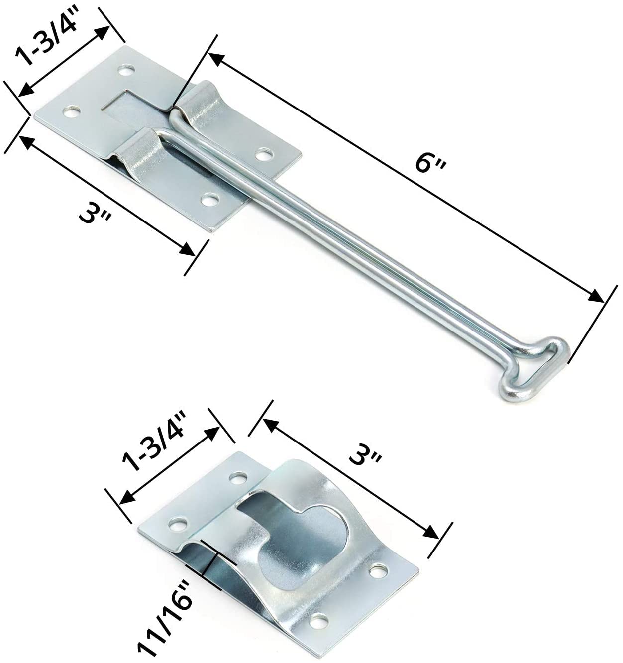 zqgsm 2 Set T Style Galvanized Iron Entry Door Catch Latch Holder RV Camper Trailer Cargo 6 inch